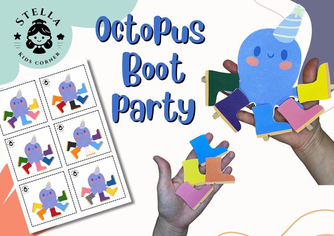Printable Octopus Boot Matching Game for Kids | Fun Educational Pattern ...