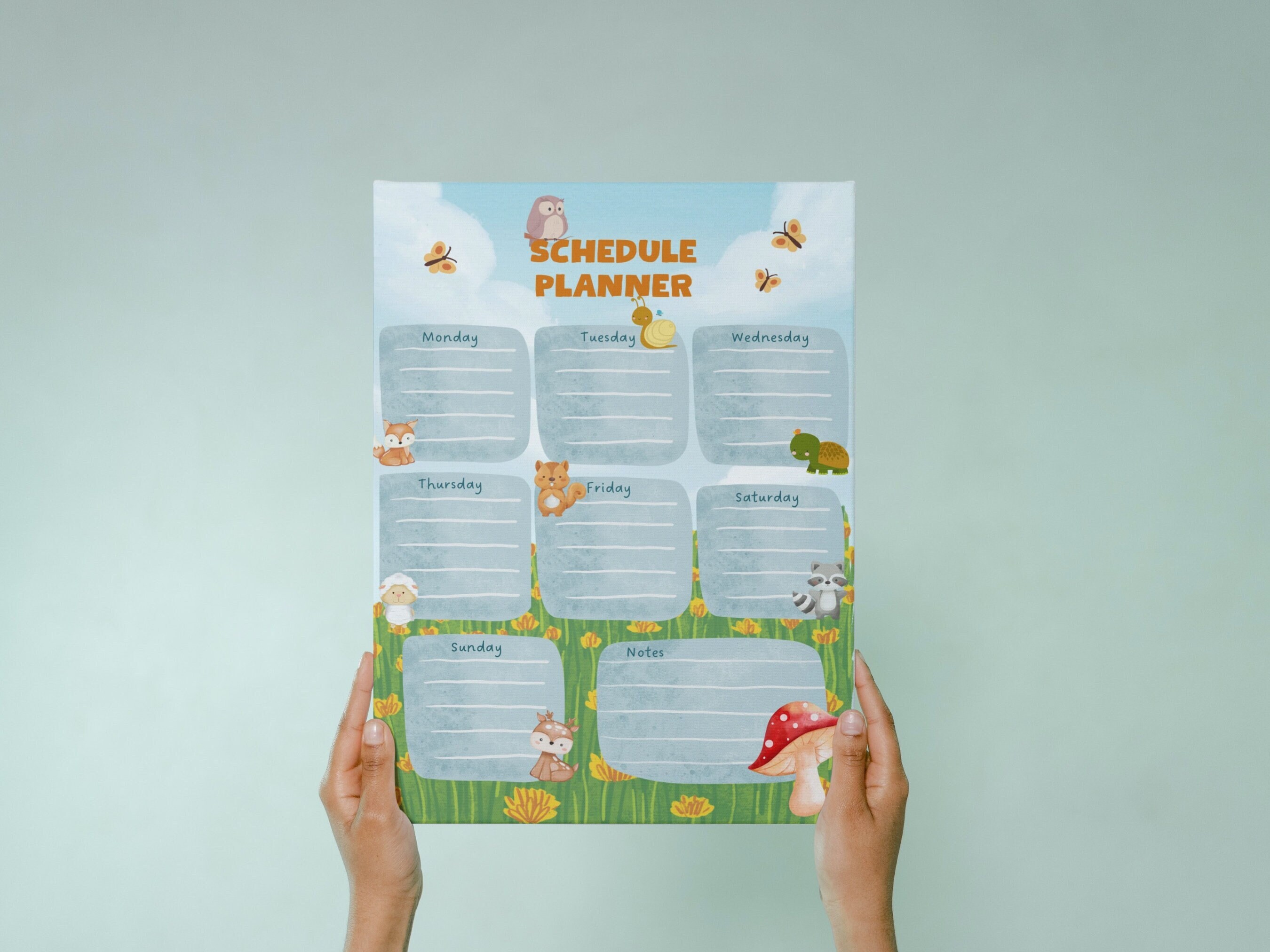 Printable Animal Schedule Planner for Children - Sizes A4,A3 ...