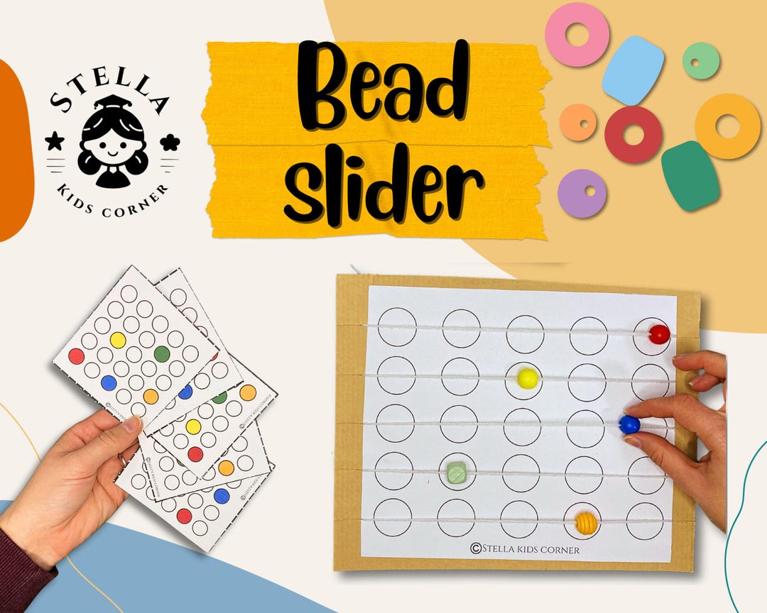 Bead Slider Match-up Game Printable | 5x5 Grid Color Matching Activity ...
