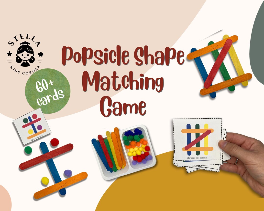 Popsicle Shape Matching Game for Kids | Digital Printable Cards With ...