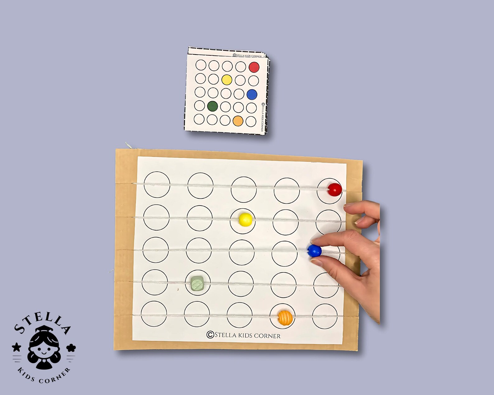 Bead Slider Match-up Game Printable | 5x5 Grid Color Matching Activity ...