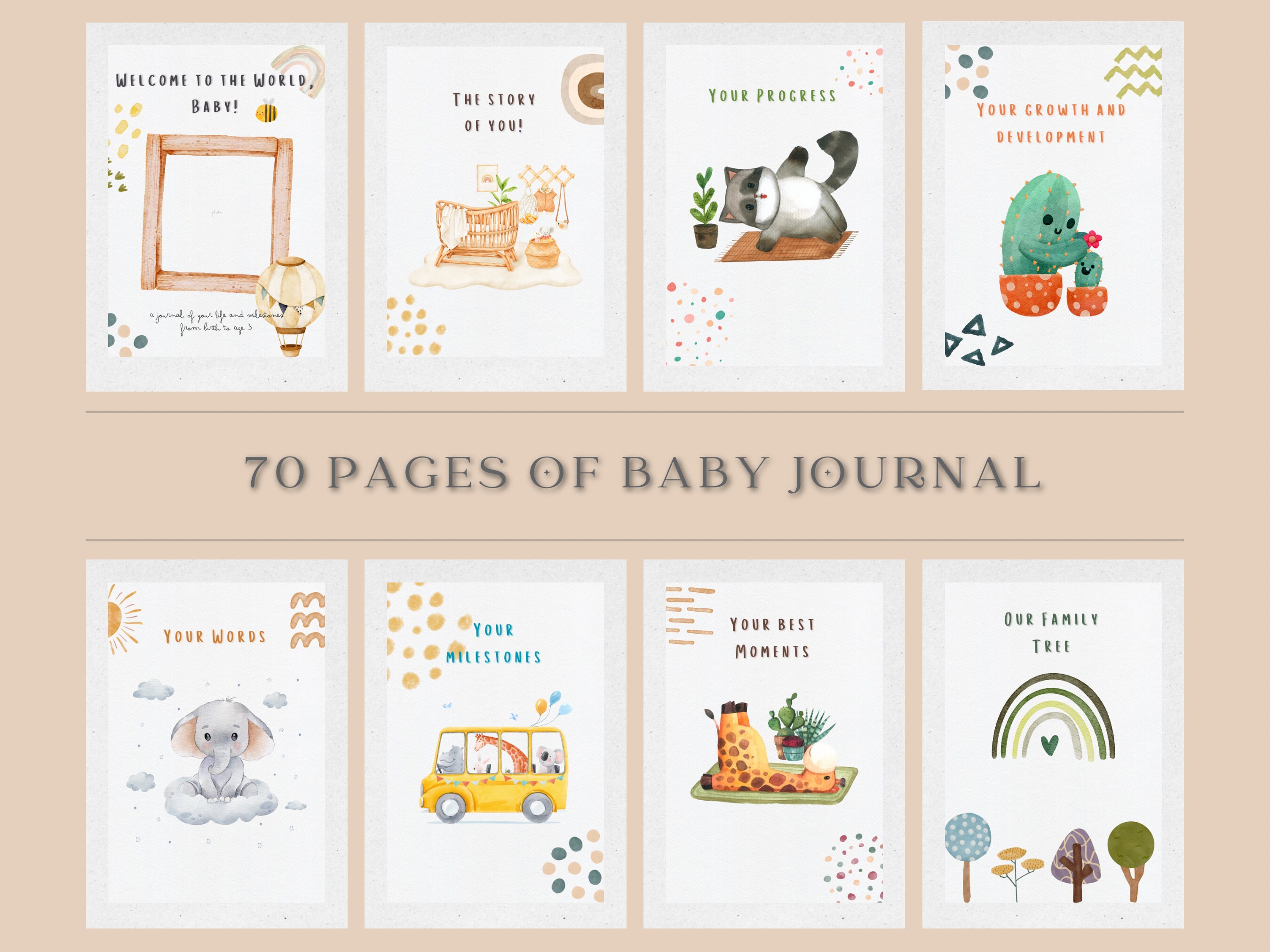 Digital Baby Journal- Baby Book, Baby Shower Gift, New Mom Gift ...