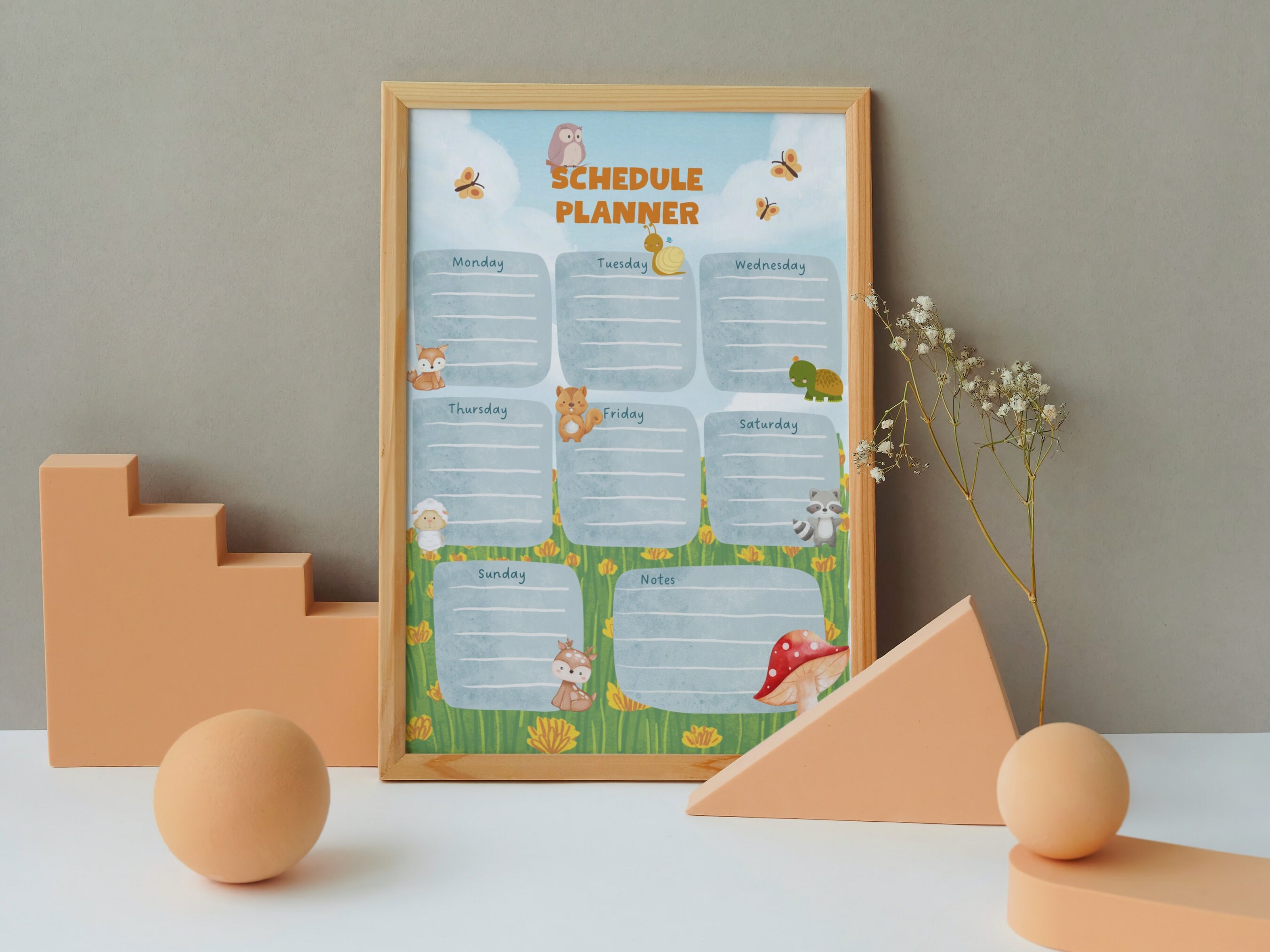 Printable Animal Schedule Planner for Children - Sizes A4,A3 ...