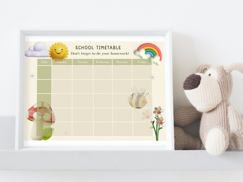 Printable School Timetable - Organize, Plan, & Shine! - Etsy