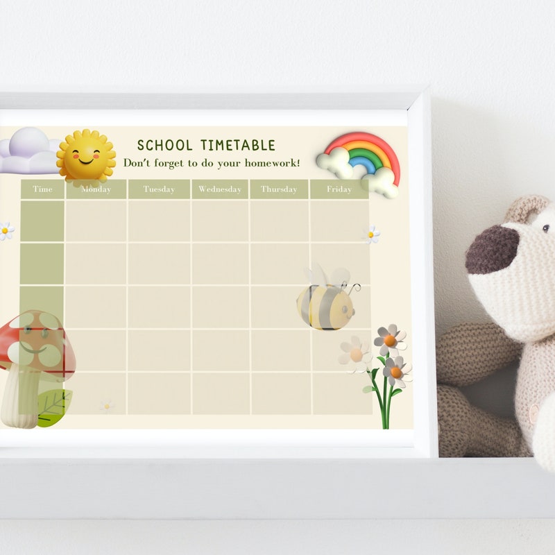 School Timetable Printable - Etsy