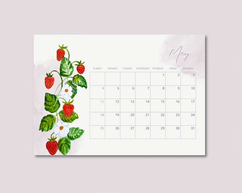 2025 Printable Calendar With Flower Illustrations Digital Download ...