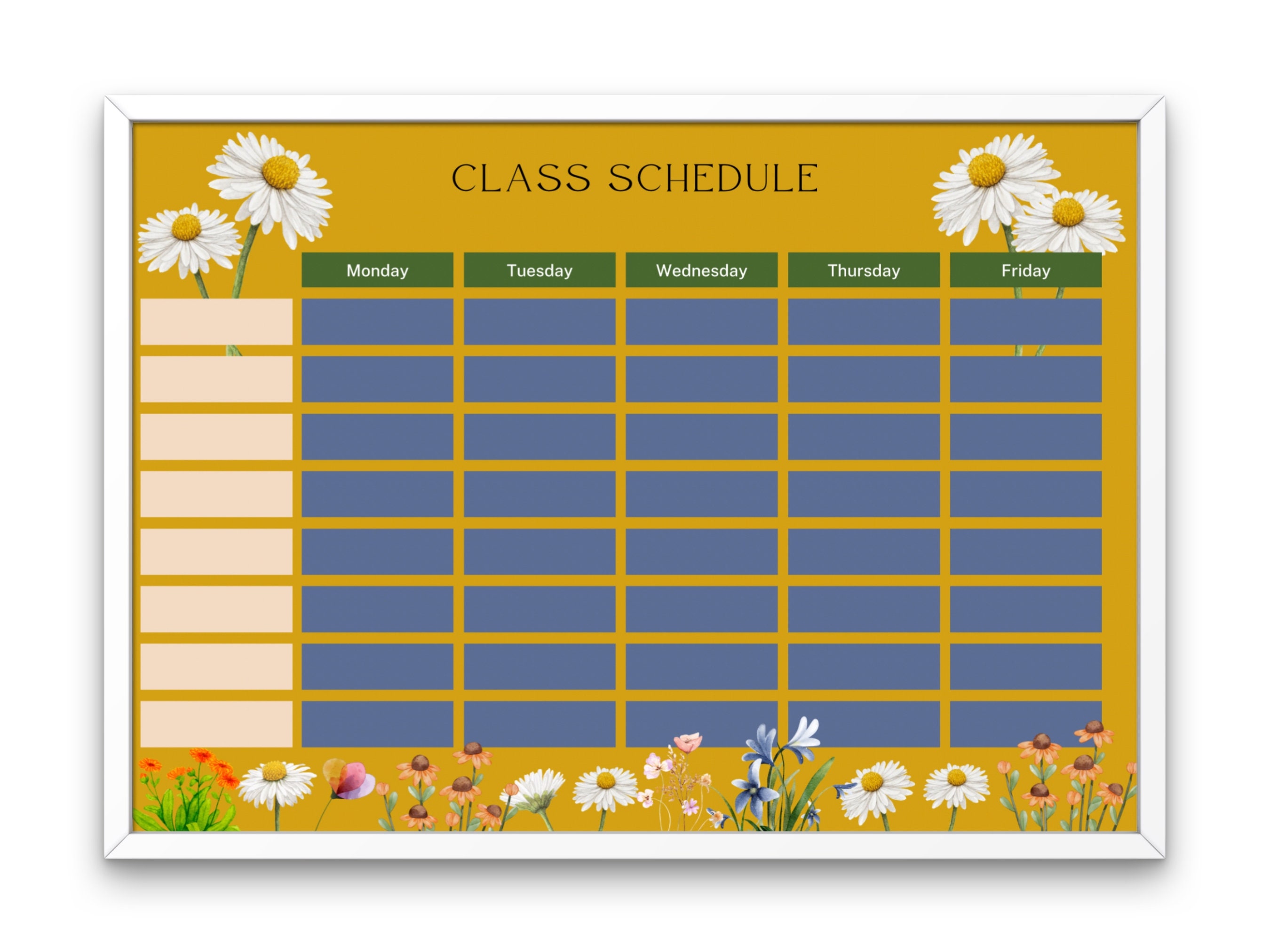 Flowery Timetable for School - A4,A3 Sizes, Printable, Downloadable ...