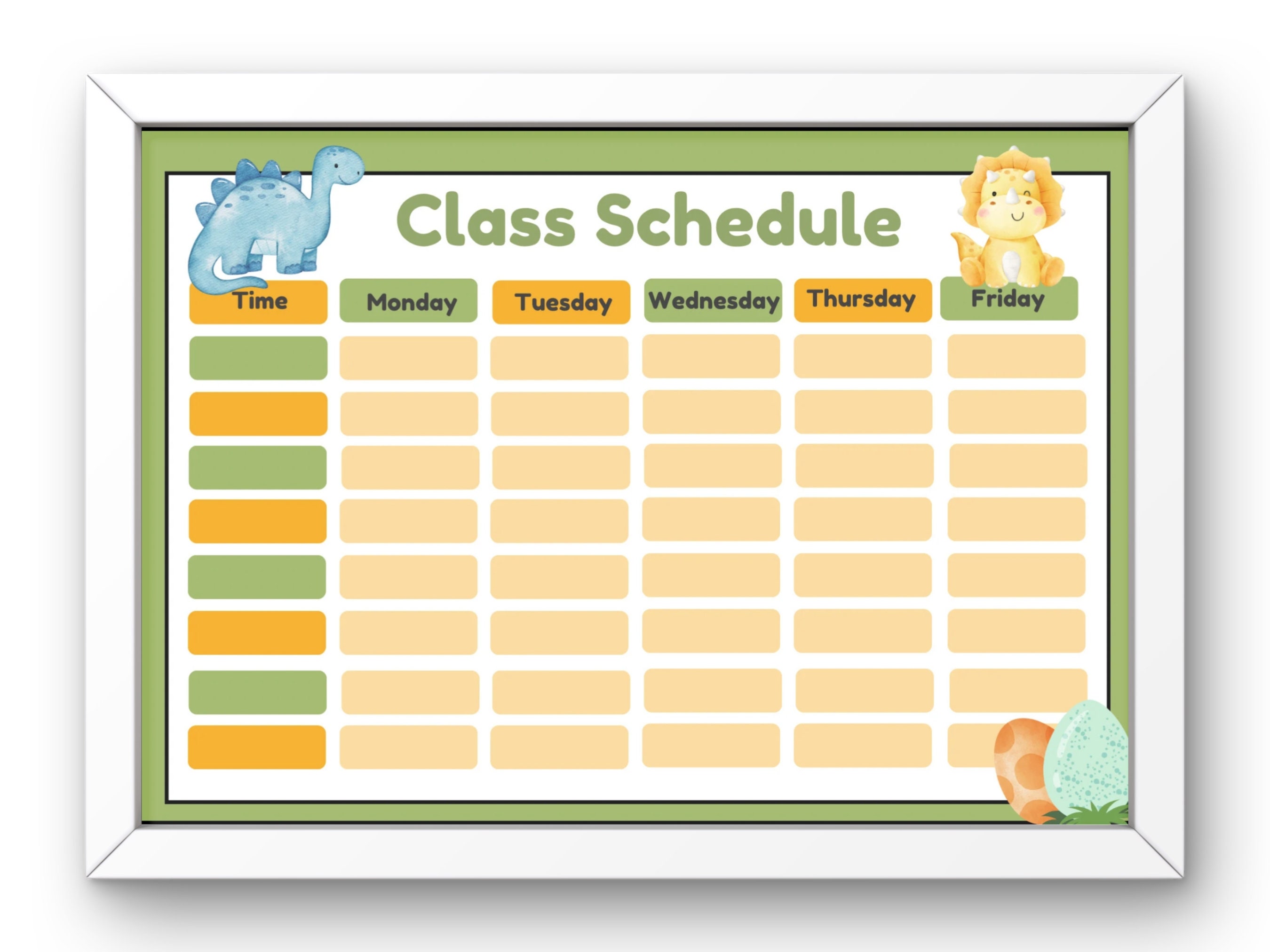 Dinosaur Timetable for Kids, Printable, Instant Download, A3-A4 Size ...