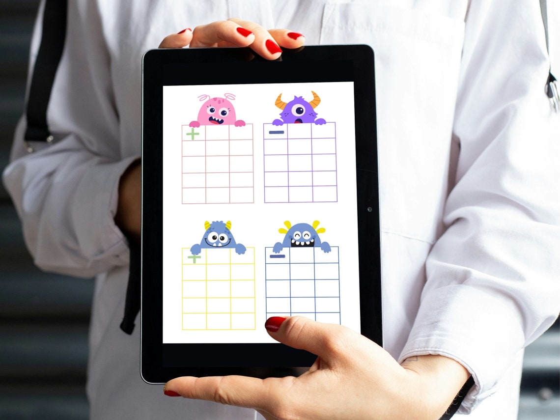 Printable Addition and Subtraction Fillable Table Template, Math, Kids ...