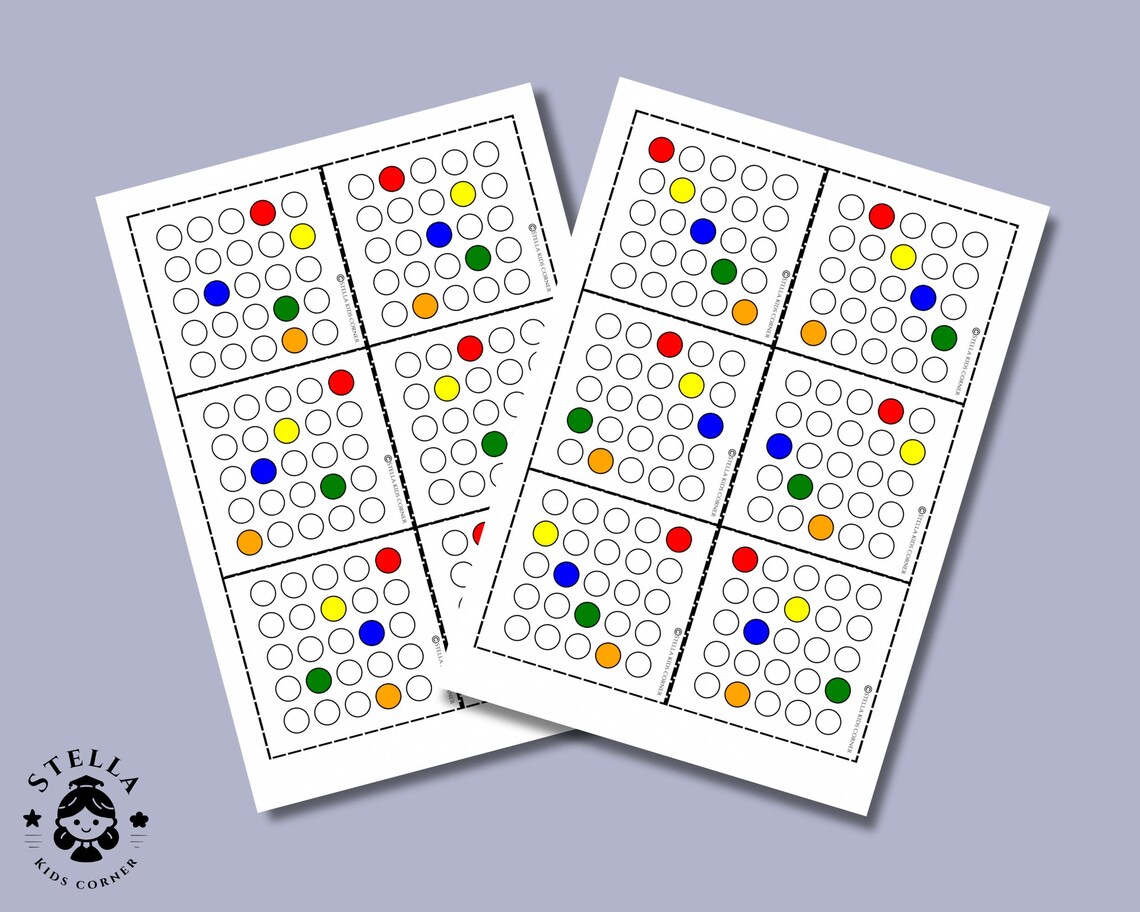 Bead Slider Match-up Game Printable | 5x5 Grid Color Matching Activity ...