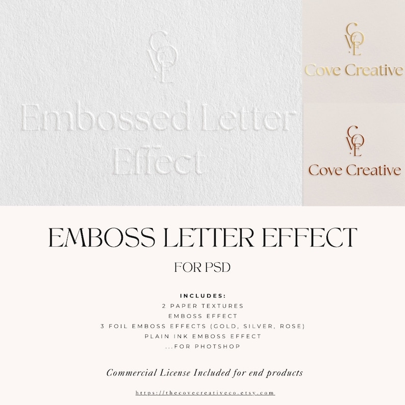 Realistic Embossed Text Mockup | Printing Effects | Embossed Logo | Cove Creative - Etsy