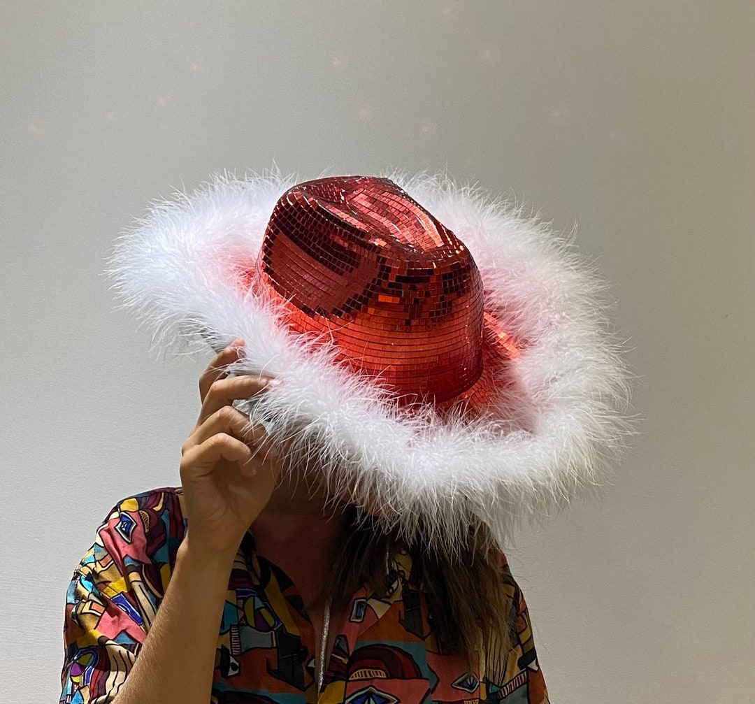 Sexy Santa Cowboy Hat Red Mirror Glass Disco Santa Hat - Etsy