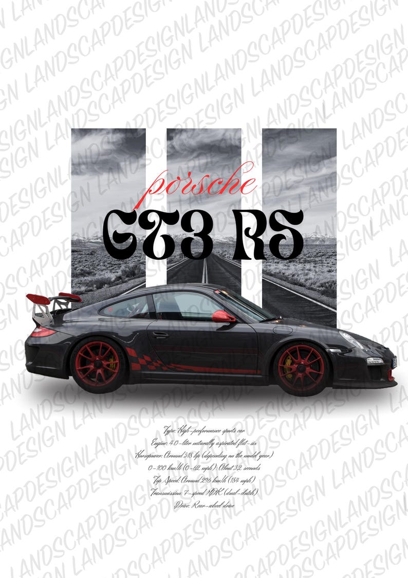 Porsche GT3 Rs PNG Digital File for T-shirt Transfers Streetwear Urban ...