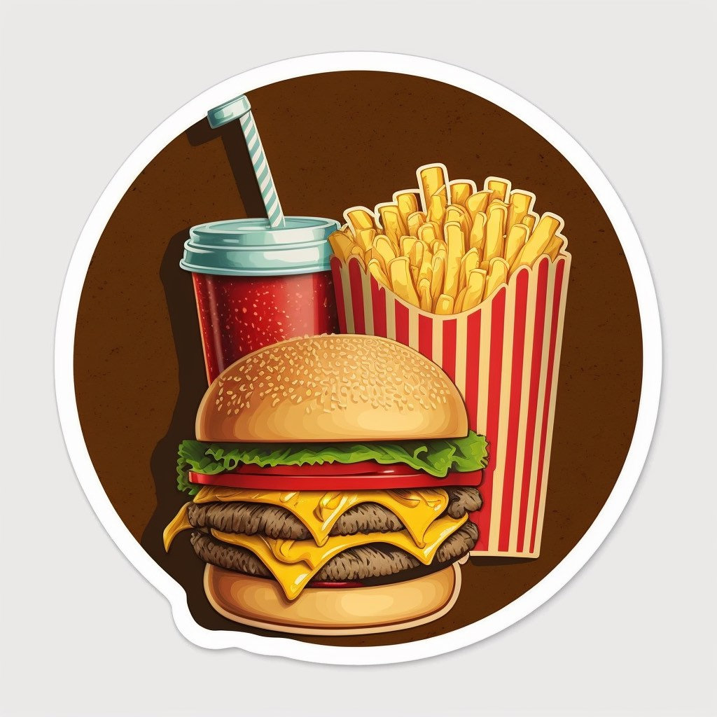Burger and Fries Sticker - Etsy