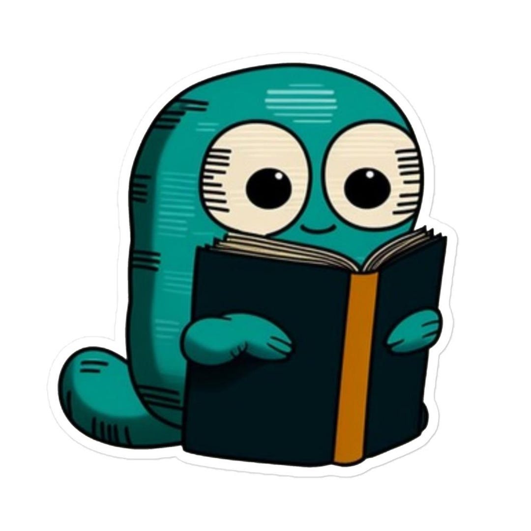 Book Worm Sticker - Etsy