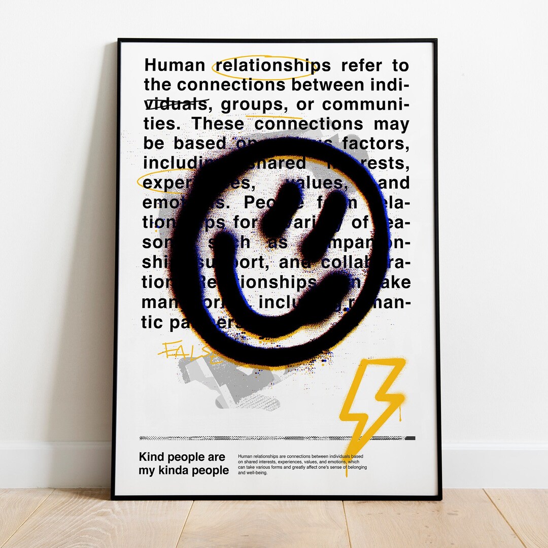 Human Relations Poster, Smiley Face, Smile, A2 Printable, Typography ...