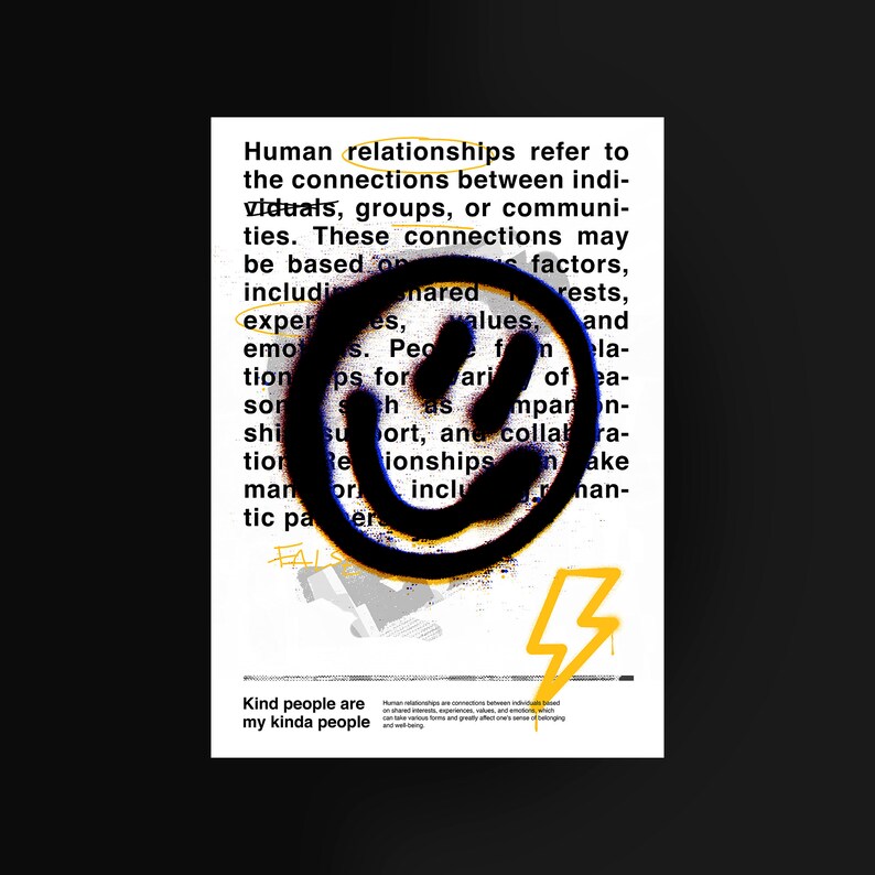 Human Relations Poster, Smiley Face, Smile, A2 Printable, Typography ...