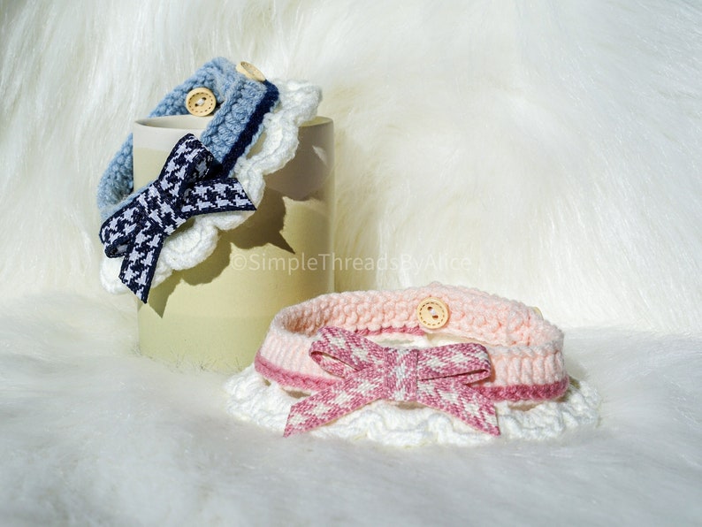 Adjustable Cute Crochet Soft Ribbon Kitten Collar Pet Costume Cat ...