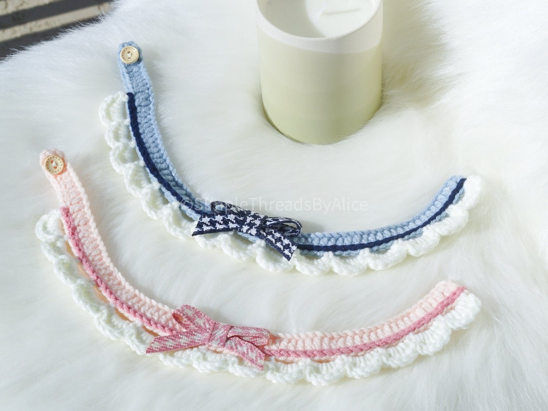 Adjustable Cute Crochet Soft Ribbon Kitten Collar Pet Costume Cat ...