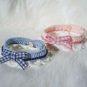 Adjustable Cute Crochet Soft Ribbon Kitten Collar Pet Costume Cat ...