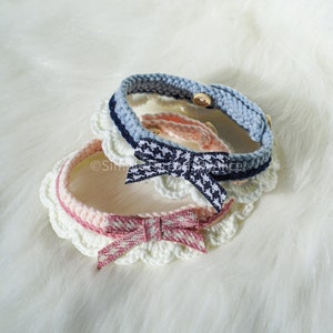 Adjustable Cute Crochet Soft Ribbon Kitten Collar Pet Costume Cat ...