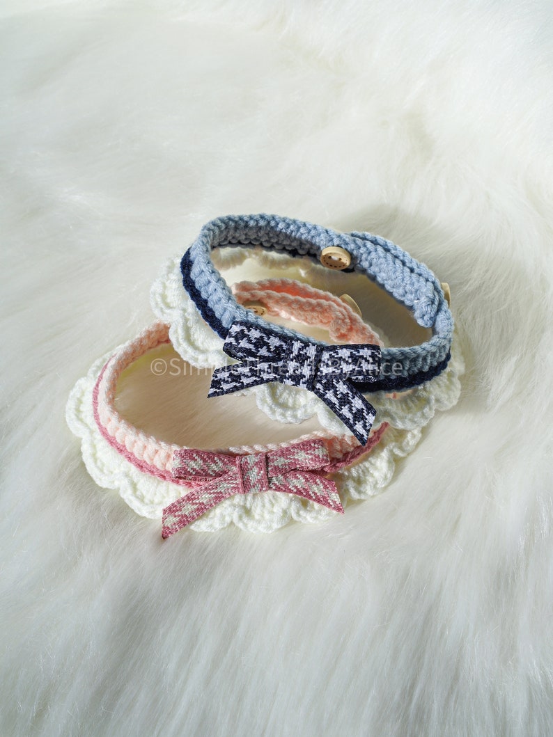 Adjustable Cute Crochet Soft Ribbon Kitten Collar Pet Costume Cat ...