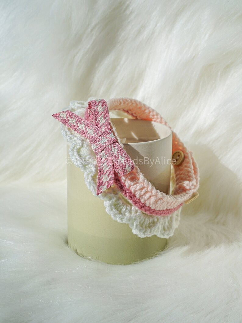 Adjustable Cute Crochet Soft Ribbon Kitten Collar Pet Costume Cat ...