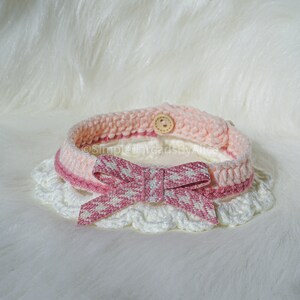 Adjustable Cute Crochet Soft Ribbon Kitten Collar Pet Costume Cat ...