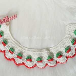 Cute Strawberry Soft Ribbon Kitten Collar Crochet Pet Costume Cat ...