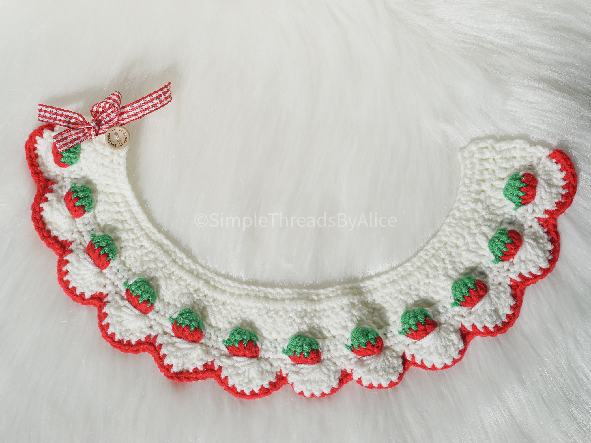 Cute Strawberry Soft Ribbon Kitten Collar Crochet Pet Costume Cat ...