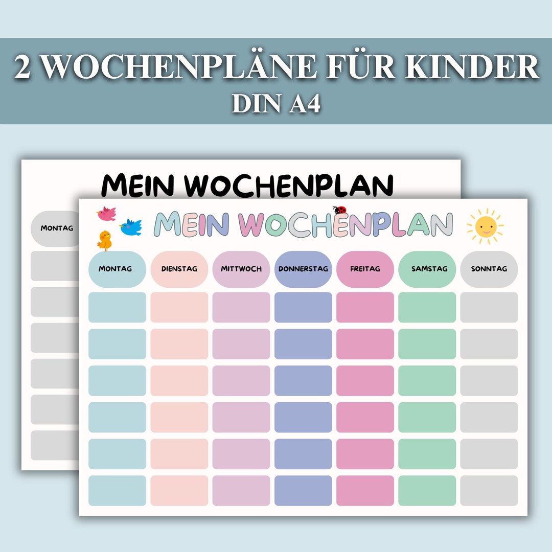 Weekly Plan for Children Montessori Daily Plan Weekly Planner for ...