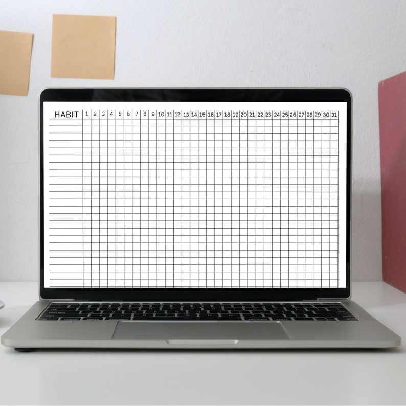 Monthly Habit Tracker Printable Digital Goal Tracker White and Black ...