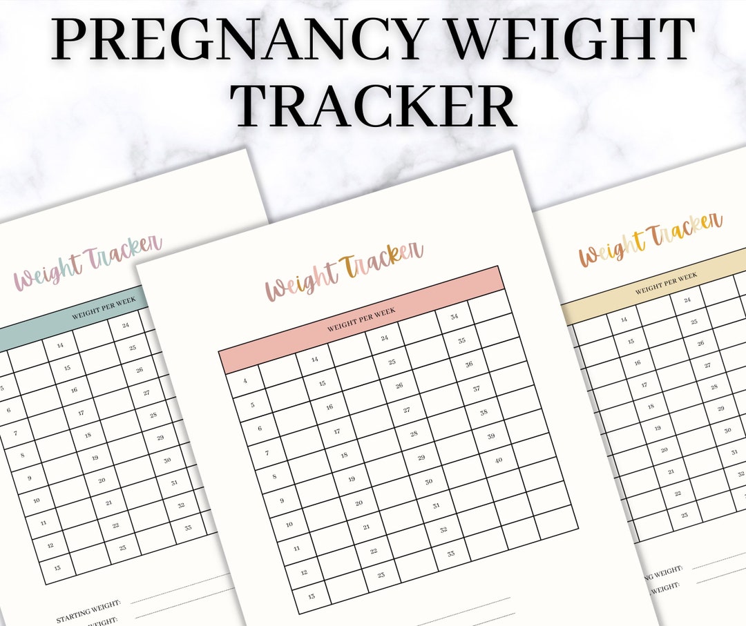 Pregnancy Weight Tracker Printable, Pregnancy Weekly Weight, Pregnancy ...