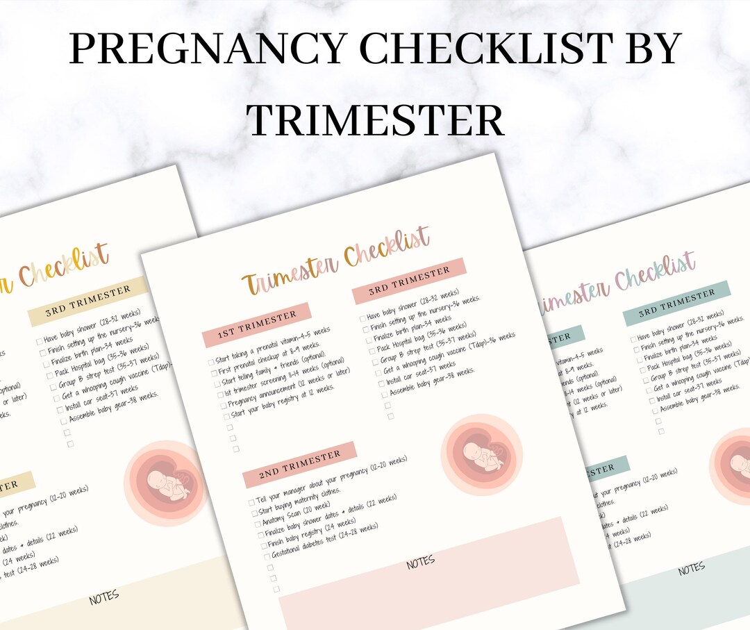 Buy Pregnancy Trimester Checklist Printable, Pregnancy Trimester to Do ...