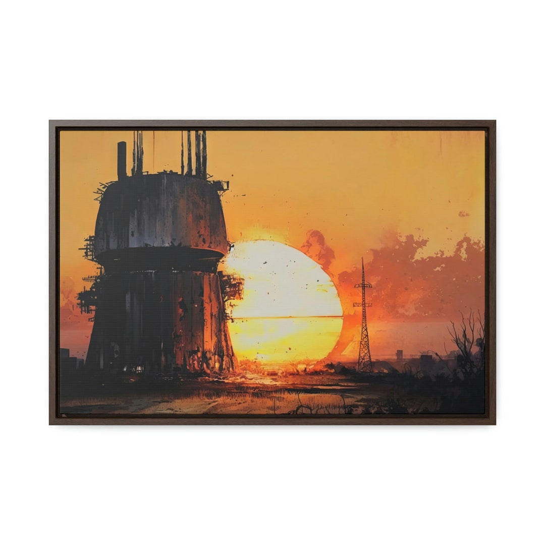 Encaustic Reactor, Framed Gallery Wrap, Abstract, Post Apocalyptic, Sci ...