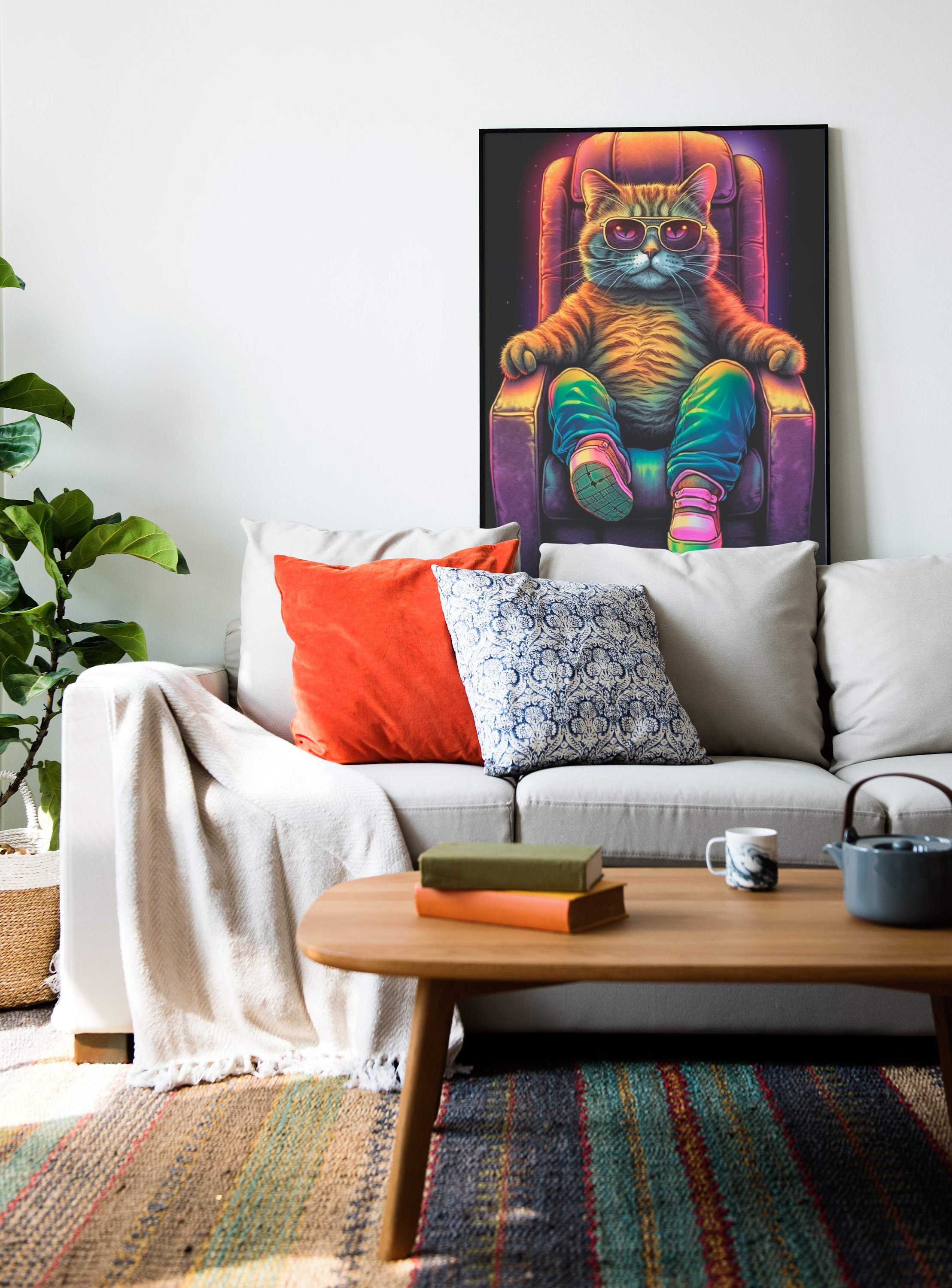 Cool Cat Poster, Hip Cat, Cool Cat With Sunglasses, Animated Cat Poster ...