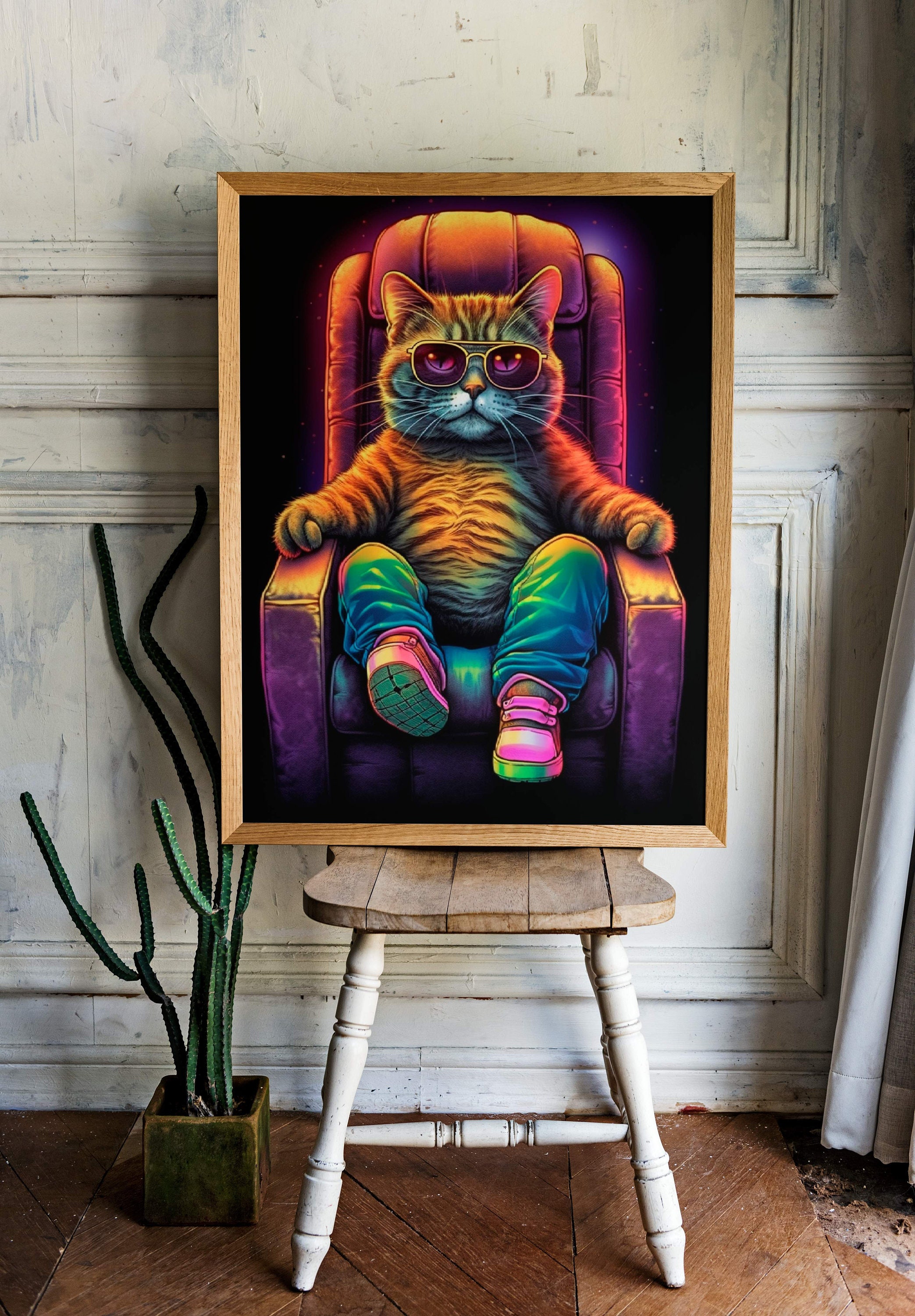Cool Cat Poster, Hip Cat, Cool Cat With Sunglasses, Animated Cat Poster ...