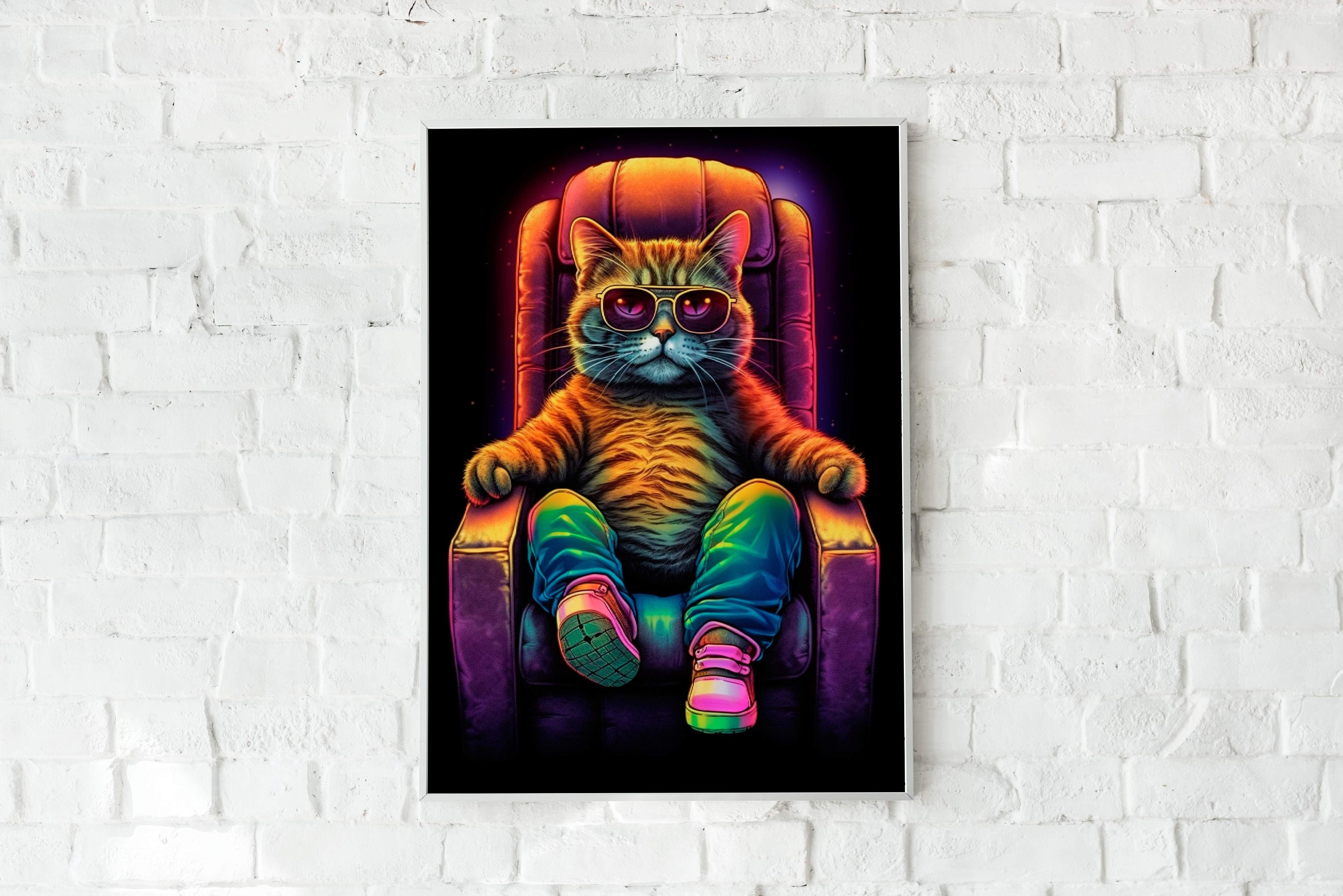 Cool Cat Poster, Hip Cat, Cool Cat With Sunglasses, Animated Cat Poster ...