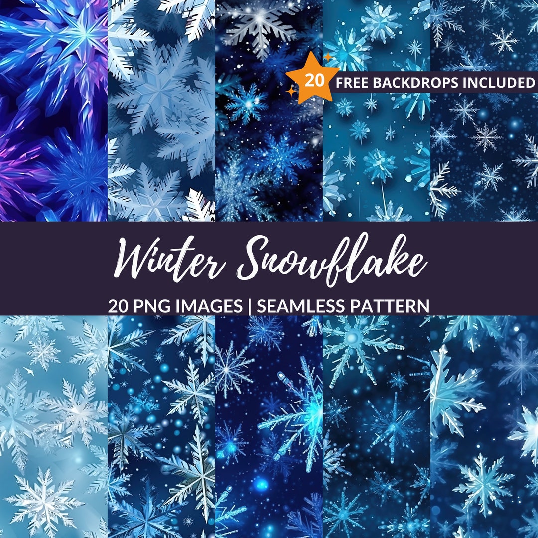 Winter Snowflake Seamless Pattern - 20 Christmas Digital Paper, Instant ...