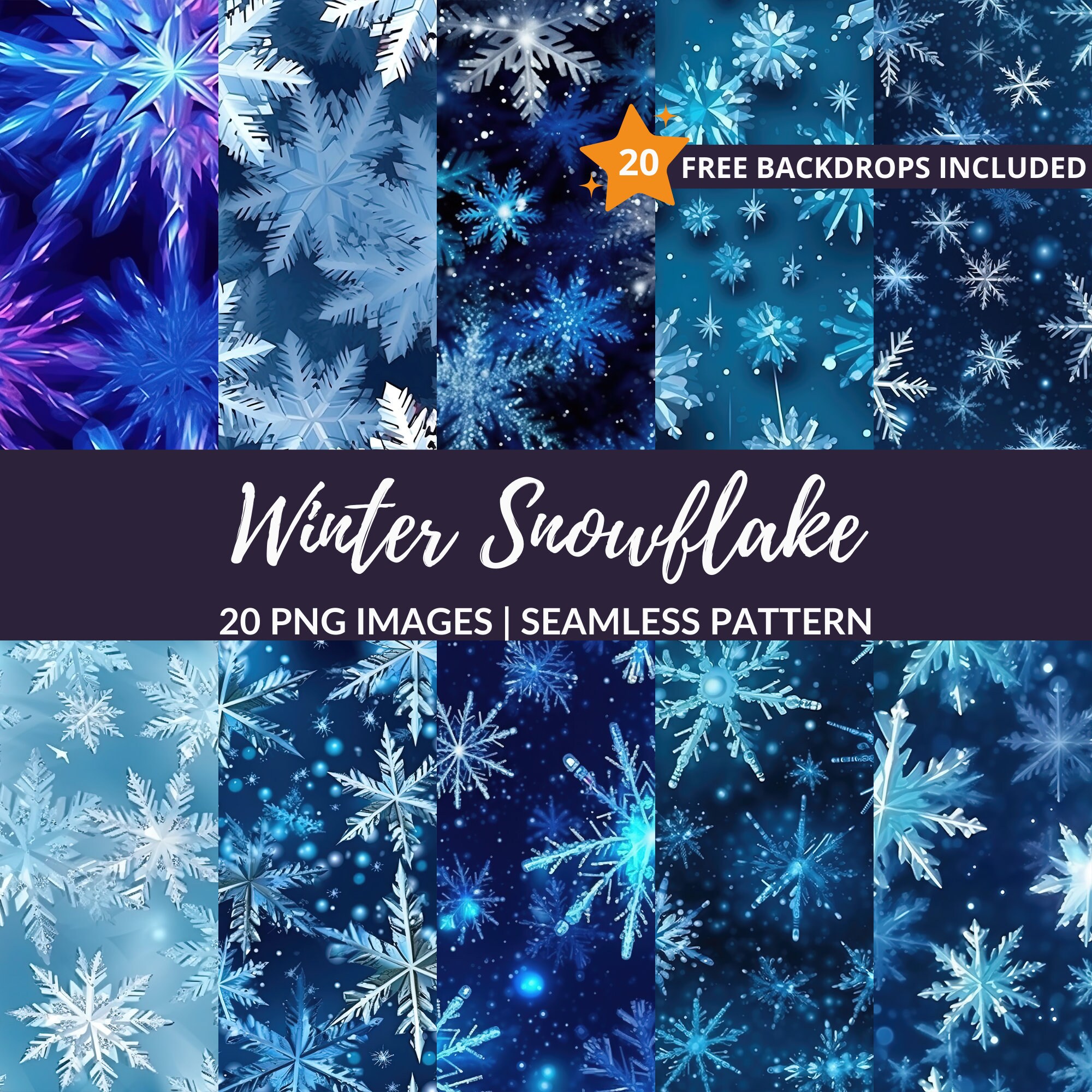 Winter Snowflake Seamless Pattern - 20 Christmas Digital Paper, Instant ...