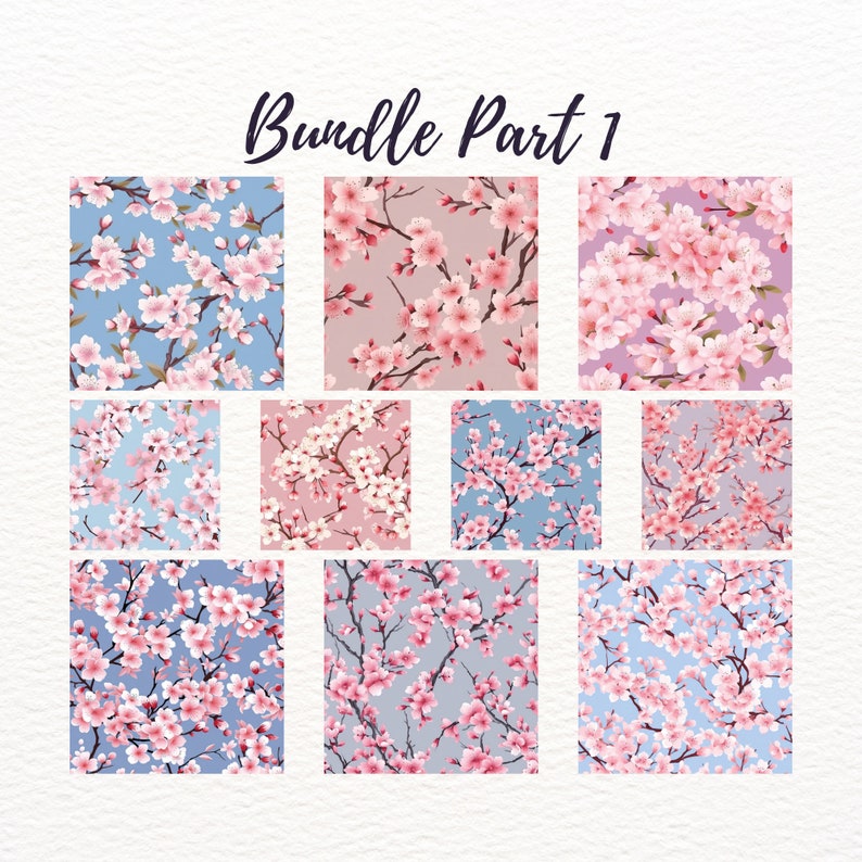 Cherry Blossom Seamless Pattern - 20 Floral Digital Paper, Japanese ...