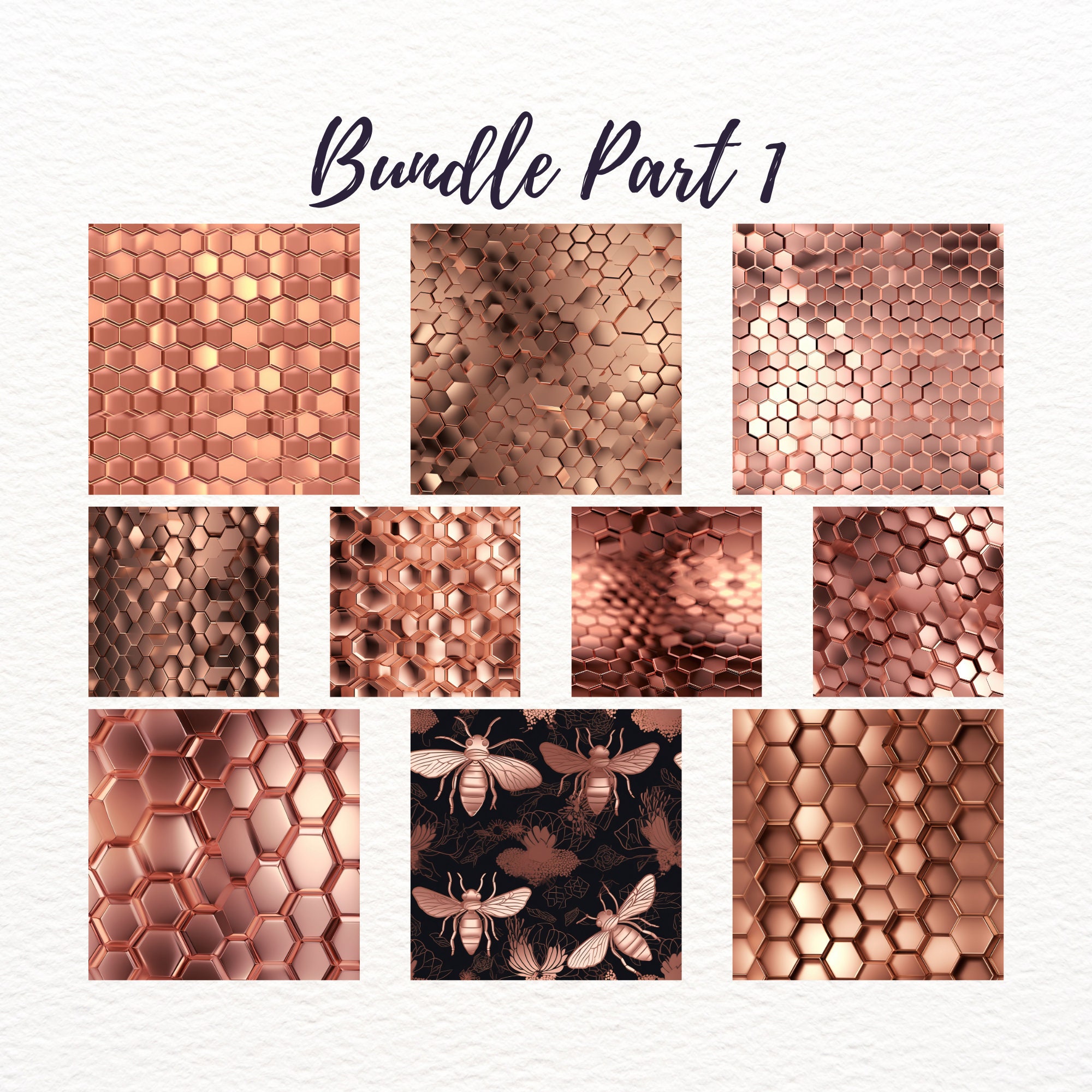 Rose & Gold Bee Seamless Pattern - 20 Digital Paper for Scrapbooking ...