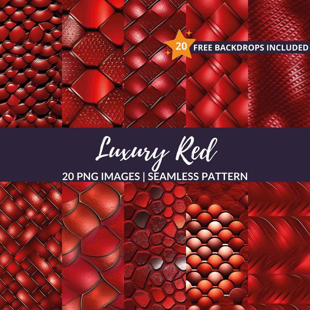 Luxury Red Seamless Pattern - 20 PNG Metallic Textures for Digital ...