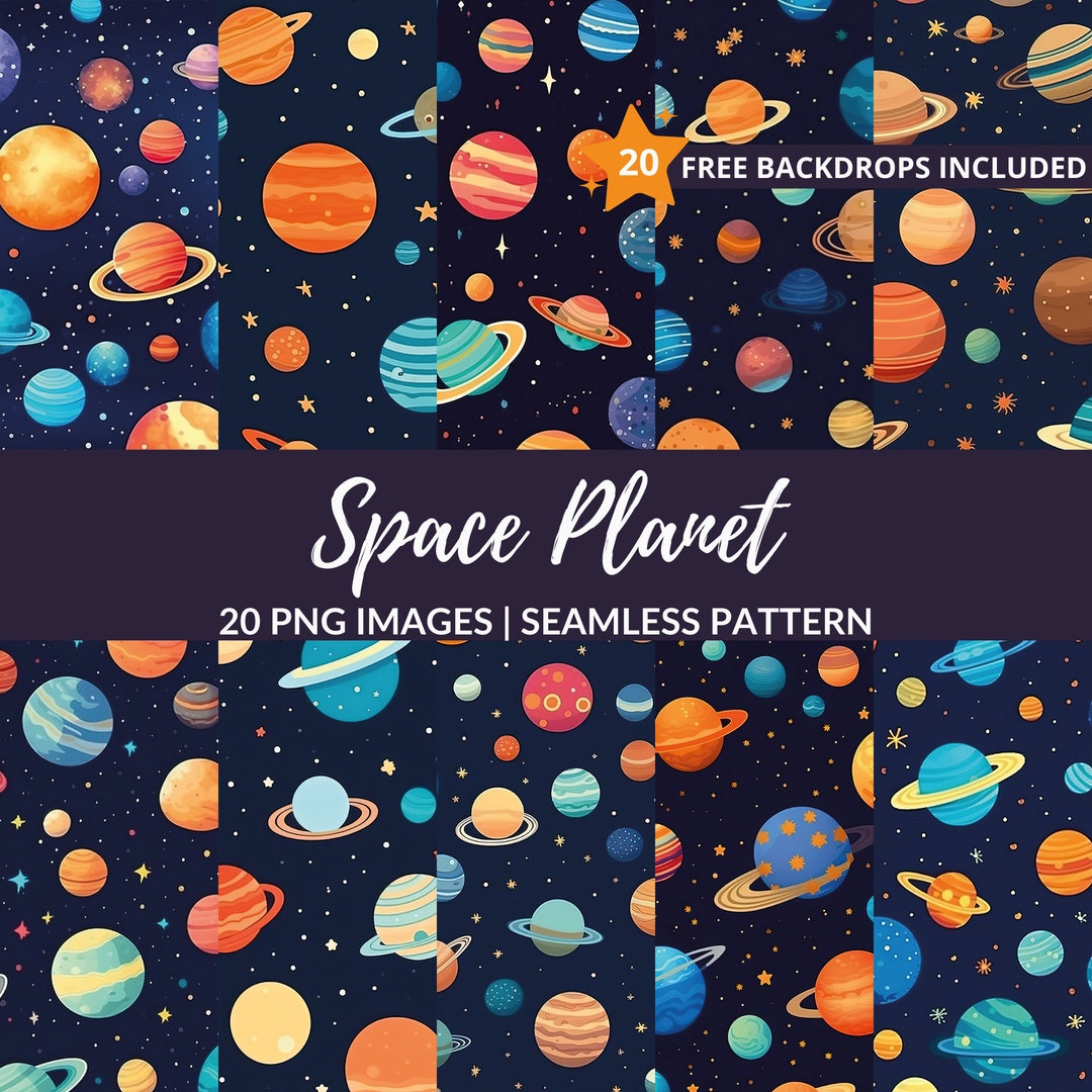 Space Planet Seamless Pattern - 20 Digital Galaxy Paper Backgrounds for ...