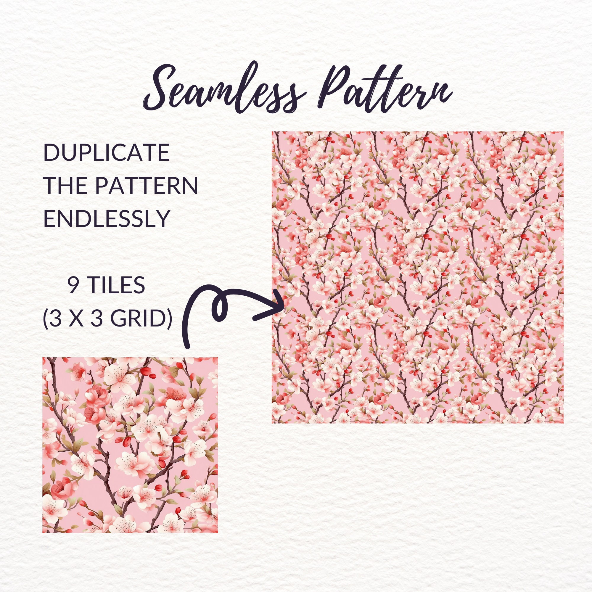 Cherry Blossom Seamless Pattern - 20 Floral Digital Paper, Japanese ...