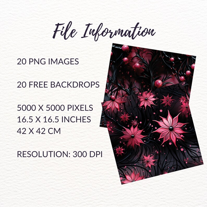 Pink Flower Seamless Pattern - 20 PNG Digital Paper for Scrapbooking ...