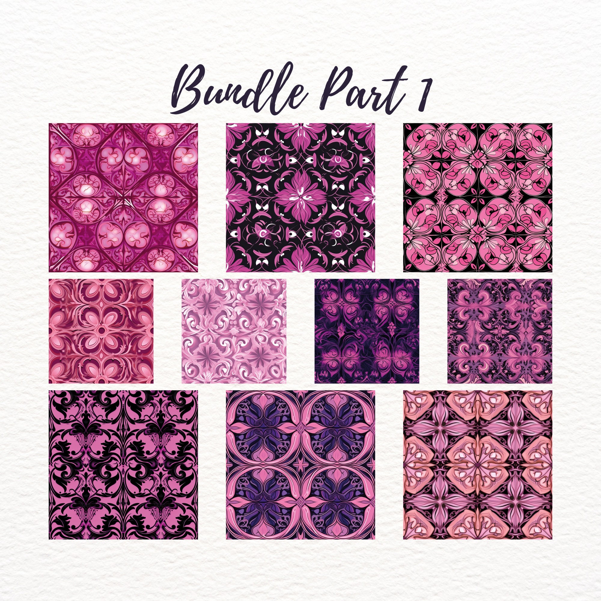 Pink Gothic Seamless Pattern - 20 Digital Paper Backgrounds for ...