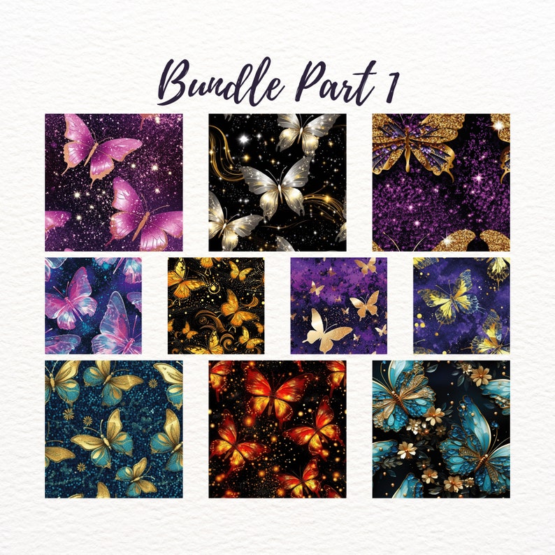 Glitter Butterfly Seamless Pattern - 20 PNG Sublimation Designs ...