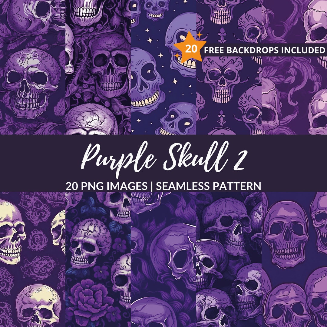 Purple Skull Seamless Pattern - 20 Gothic Skull Digital Paper ...