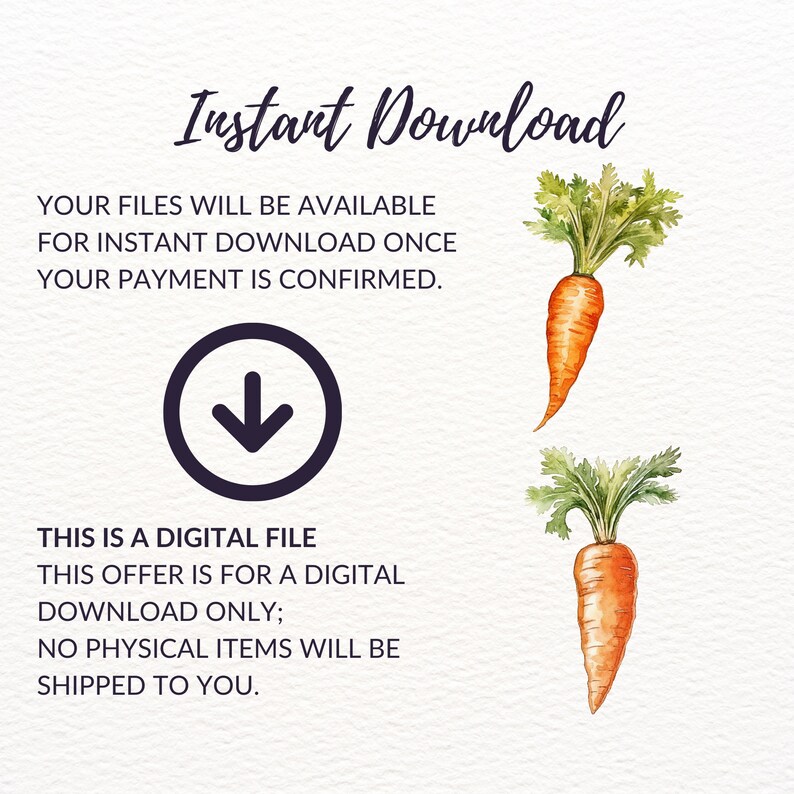 Watercolor Carrot Clipart Bundle - 20 Vegetable Garden Easter Graphics ...